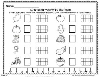 Autumn Harvest Write The Room For Numbers-Differentiated and Aligned ...