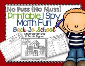 Back To School No-Fuss, No-Muss Math I-Spy: Kindergarten and 1st Grade ...
