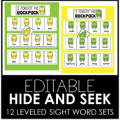 AUGUST EDITABLE Hide and Seek-12 Differentiated Sight Word Sets ...