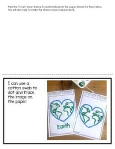 Earth Day Q-tip Dot-It Tracer Pages - Differentiated Kindergarten
