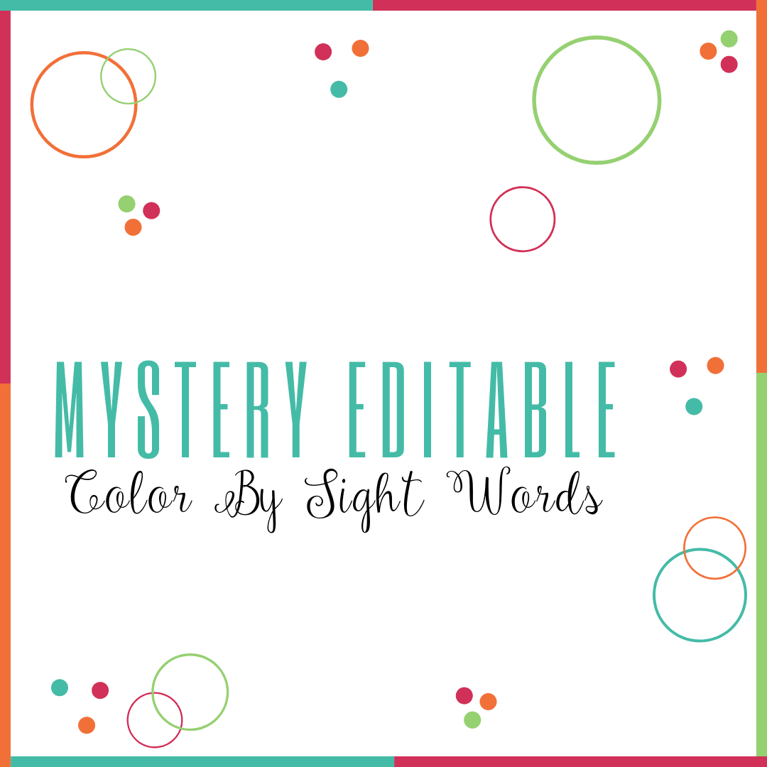 Mystery Editable Color By Sight Words - Differentiated Kindergarten