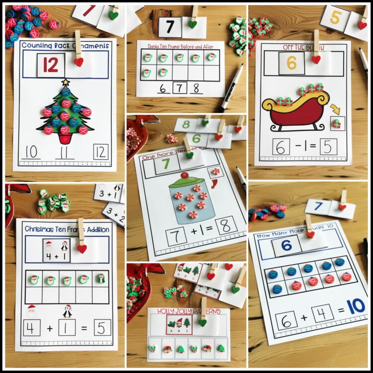Christmas Mini Eraser Math Activities - Differentiated Kindergarten