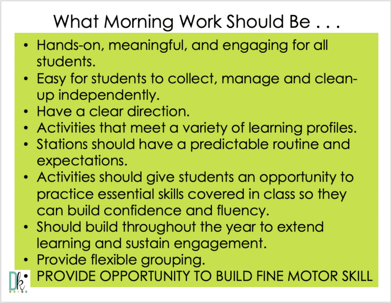 Setting Up Morning Work Bins - Differentiated Kindergarten