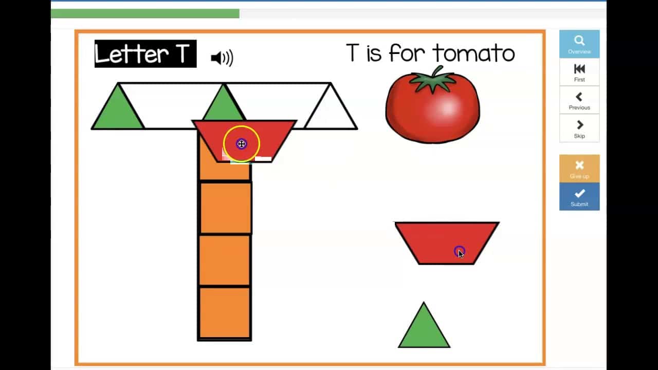 Video Thumbnail: pattern block letter T - Differentiated Kindergarten